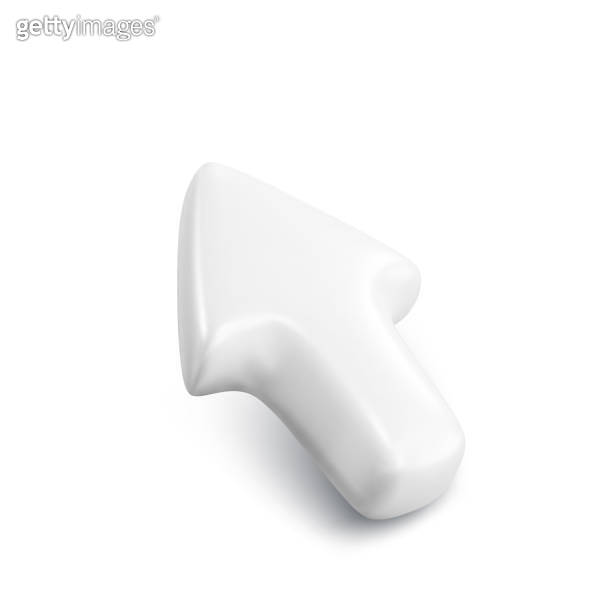 Realistic 3D cursor arrow or mouse pointer with soft shadow on white ...