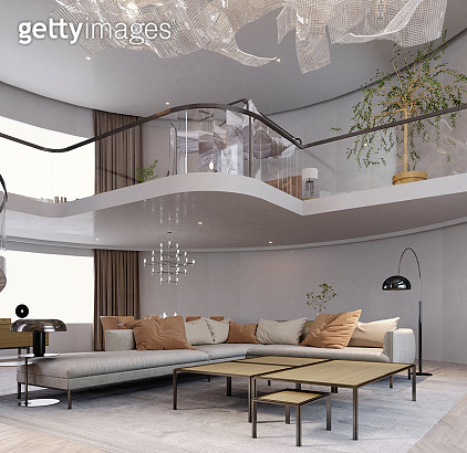 3d rendering,3d illustration, Interior Scene and Mockup,mezzanine ...