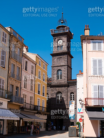 View on facades and the clock tower from the Place de la Republique in ...