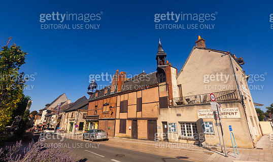 Shops and diners along street of Aubigny-sur-Nere, France (1440098756 ...