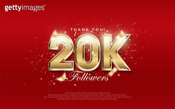 20k Followers Celebration. Number with shiny luxury gold color ...