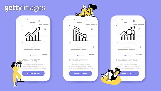 Chart set icon. Diagram, increase, decrease, growth, decline, arrow ...