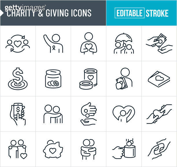 Charity And Giving Thin Line Icons - Editable Stroke - Icons Include ...