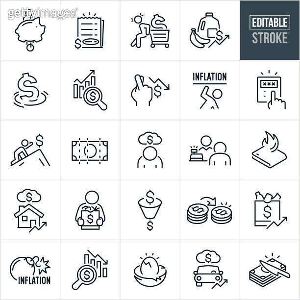 Inflation Thin Line Icons - Editable Stroke - Icons Include Inflation ...