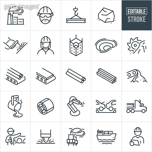 Steel Industry Thin Line Icons - Editable Stroke - Icons Include Steel ...
