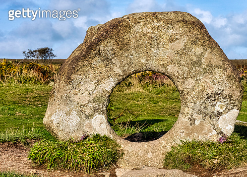 Men-an-Tol known as Men an Toll or Crick Stone - small formation of ...