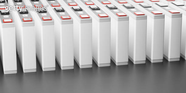 Lithium ion battery cell, Row of prismatic Li-Ion batteries pack supply ...