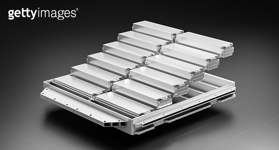 Electric vehicle lithium ion rechargeable battery module inside metal ...