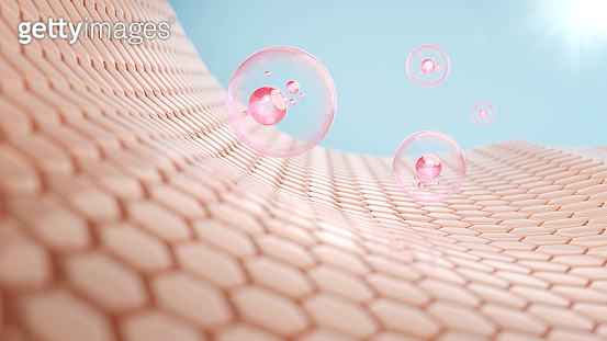 Bubble serum floating on skin cells 이미지 (1399114421) - 게티이미지뱅크