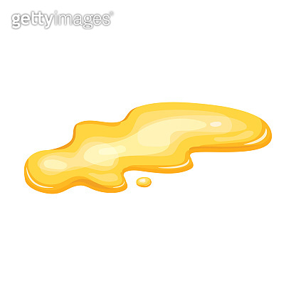 Yellow puddle oil, liquid gold, honey spill. Juice drop isolated in ...