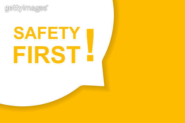 Safety first speech bubble banner vector with copy space for business ...