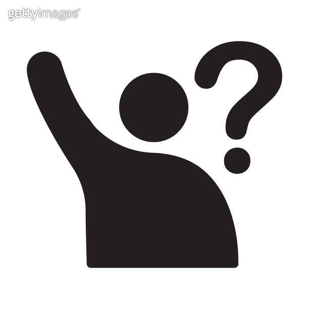 human raised hand with question mark icon vector uncertain person ...