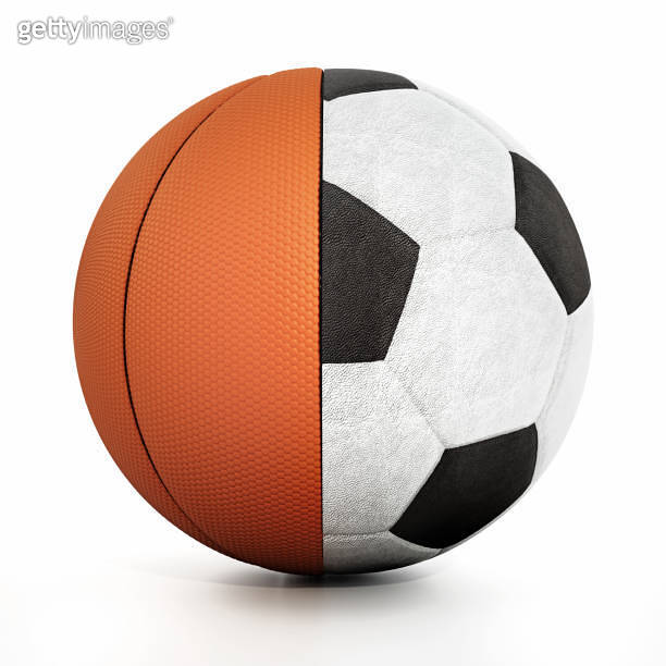 Half football and half basketball forming a full ball (1393828974) 일러스트 ...