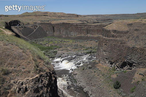 Rapids on the Palouse River upstream from Palouse Falls, Washington 이미지 ...