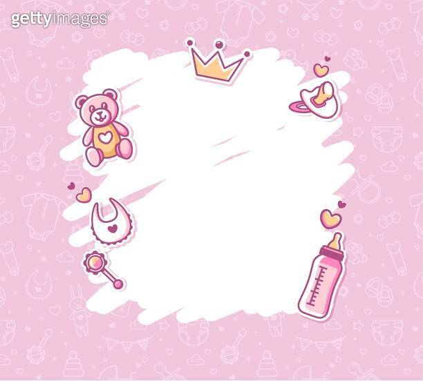 Baby Arrival Cartoon Vector Illustration with Copy Space, baby icons ...
