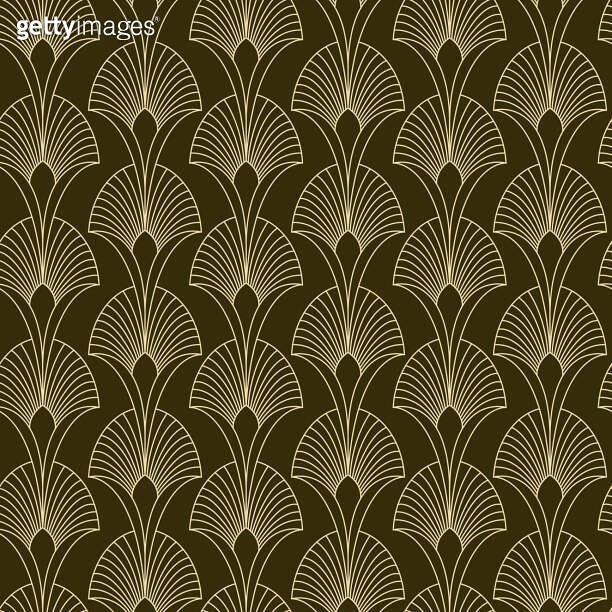 Seamless golden floral Art Deco Art Nouveau pattern with Geometric ...