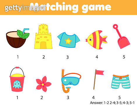 Children educational game. Logic matching game. Connect objects ...