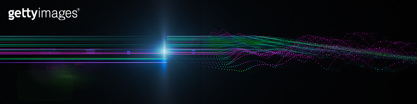 Abstract technology background with color wavy graph from dotted. Big ...
