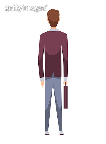 People character back view. Young human. Cartoon vector man standing ...