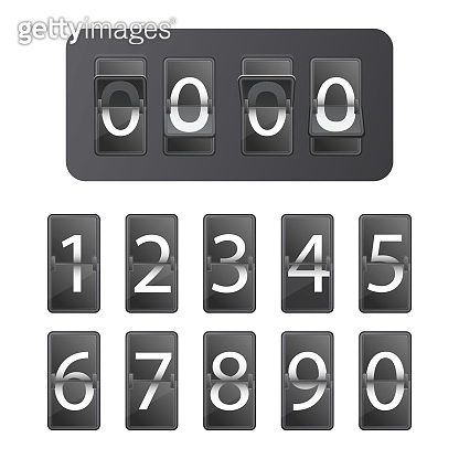 Countdow timer clock. Mechanical flip scoreboard. Retro vector display ...