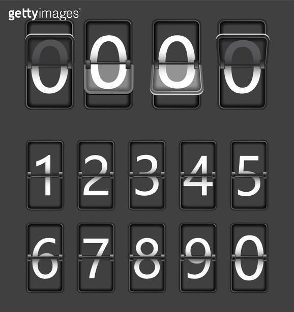 Countdow timer clock. Mechanical flip scoreboard. Retro vector display ...