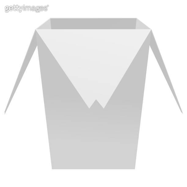 Chinese food box mock up. Blank open white 3d model cardboard noodle ...