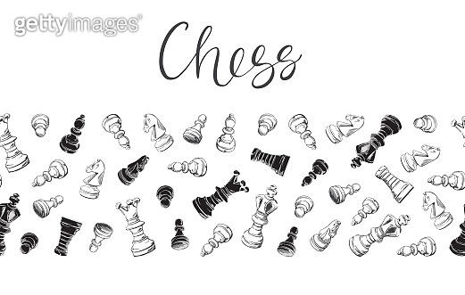 Chess pieces seamless border. Background of the intellectual game ...