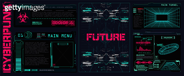 Sci-fi UI collection elements futuristic frames, circle, callouts ...
