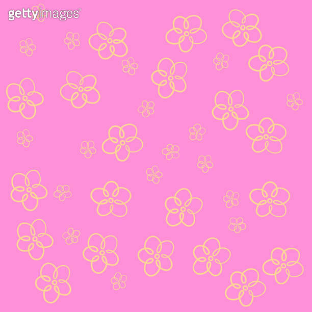 Pink outline cute flowers. Dark pink background. Fully editable ...
