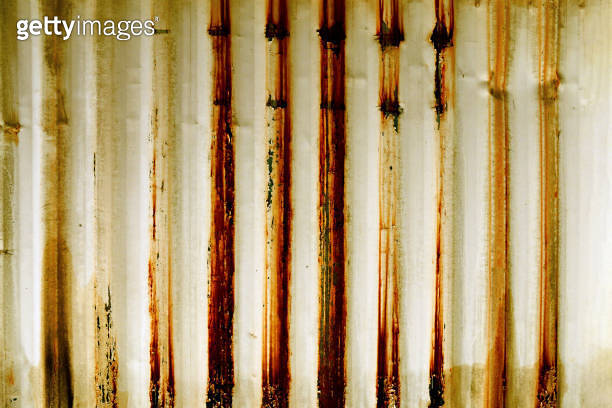 corrugated rusting old metal rust steel wall building industrial ...