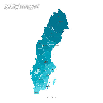 Vector isolated illustration. Simplified administrative map of Sweden ...