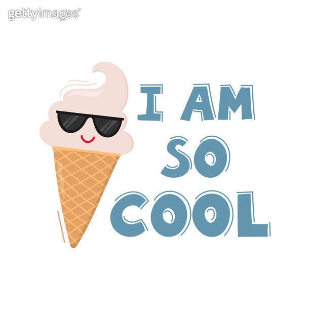 Smiling ice cream in waffle cone with sunglasses. I Am So Cool 이미지 ...