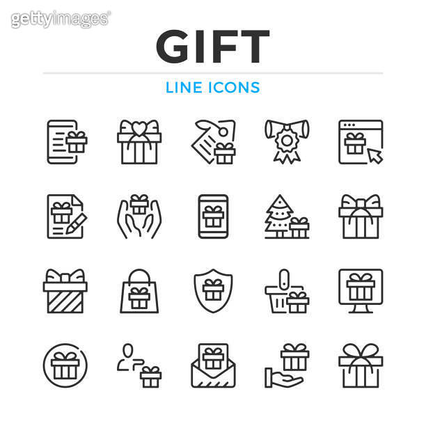 Gift line icons set. Modern outline elements, graphic design concepts, simple symbols collection ...