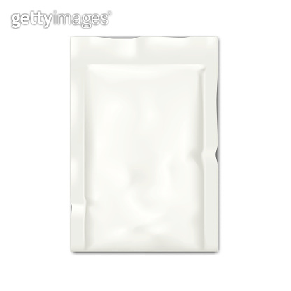 Blank white sachet packet package vector mock-up. Small pouch template ...