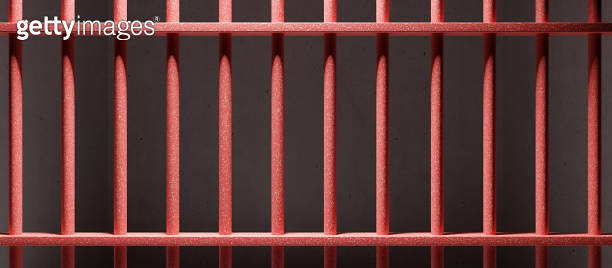 Prison lattice, red jail metal bar grate, dungeon interior. Safety and ...