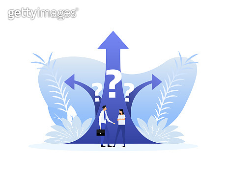 Choice way concept. Crossroads arrows. Decide direction. Problem ...