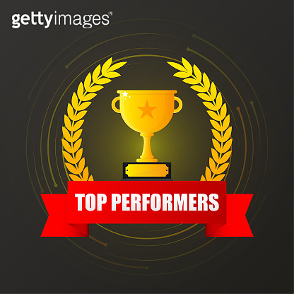 Top performance trophy in flat style. Flat vector illustration. Winner ...
