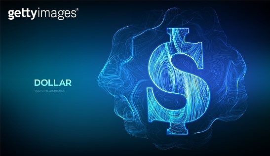 Dollar. Abstract United States Dollar sign formed from glowing thin ...