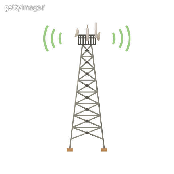 Vector illustration of a cellular communication tower. 5G, 4g signal ...