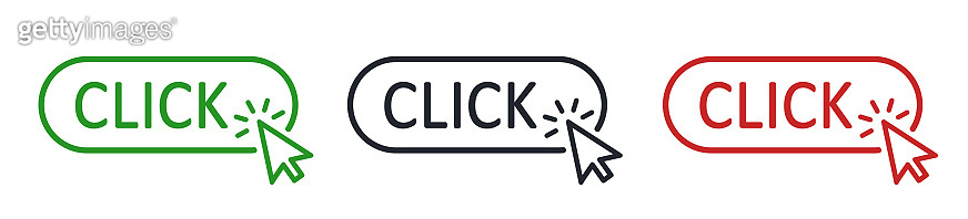 Click button with arrow pointer clicking. Click here web button ...