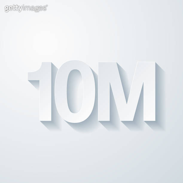 10M - Ten million. Icon with paper cut effect on blank background 이미지 ...