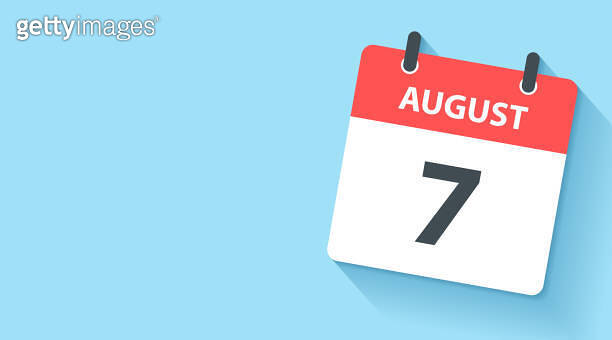 August 7 - Daily Calendar Icon in flat design style (1394895601) 일러스트 ...
