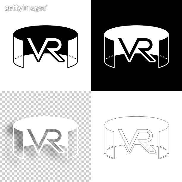 VR - Virtual reality. Icon for design. Blank, white and black ...