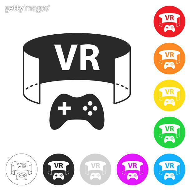 VR game - virtual reality game. Icon on colorful buttons (1405956763 ...