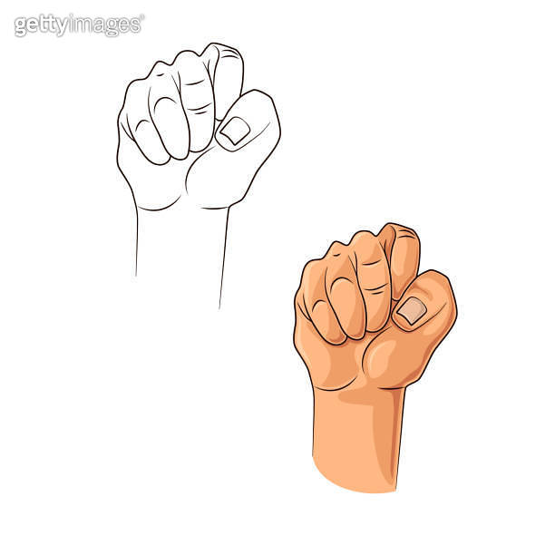 Clenched fist of raised hand. symbol illustration of freedom ...
