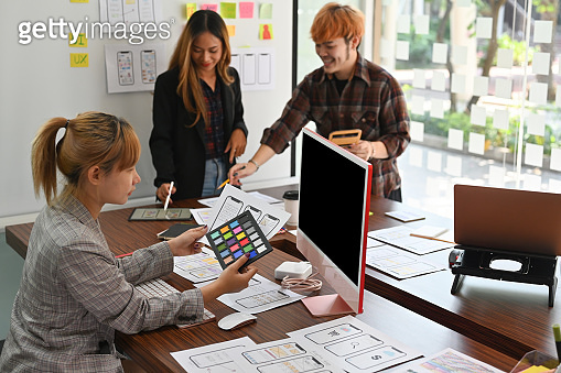 Thai Asian group discussion and sharing ideas for a new software ...