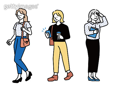 Businesswoman, working woman illustration (avatar, whole body, meeting ...