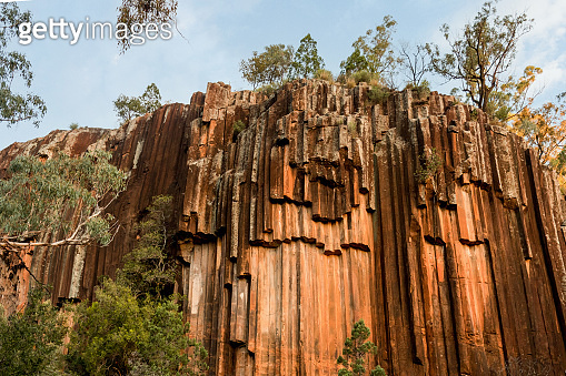 Organ piping columnar basalt rock formation. Sawn Rocks at Mt. Kapatur ...