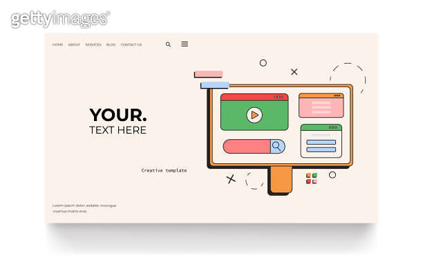 Web design landing page concept. UI/UX lesson background. Design lesson ...