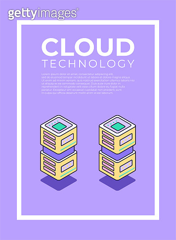 Data server poster concept. Cloud server technology in retro style ...
